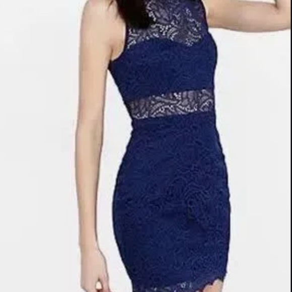 Express | Dresses | Express Navy Blue Lace Mini Dress | Poshmark